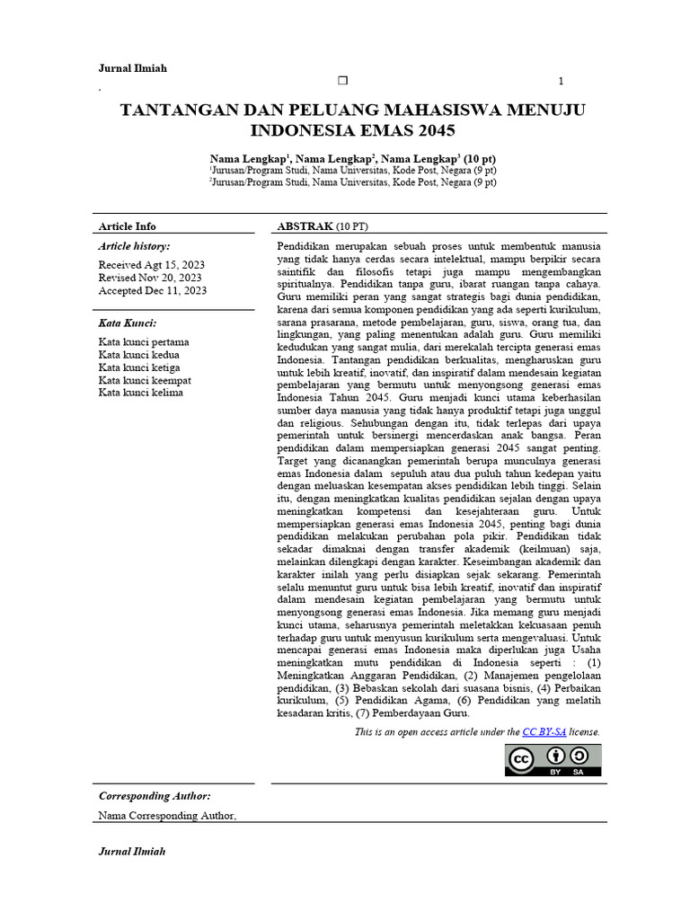 Template Artikel Ilmiah | PDF | Karier & Perkembangan