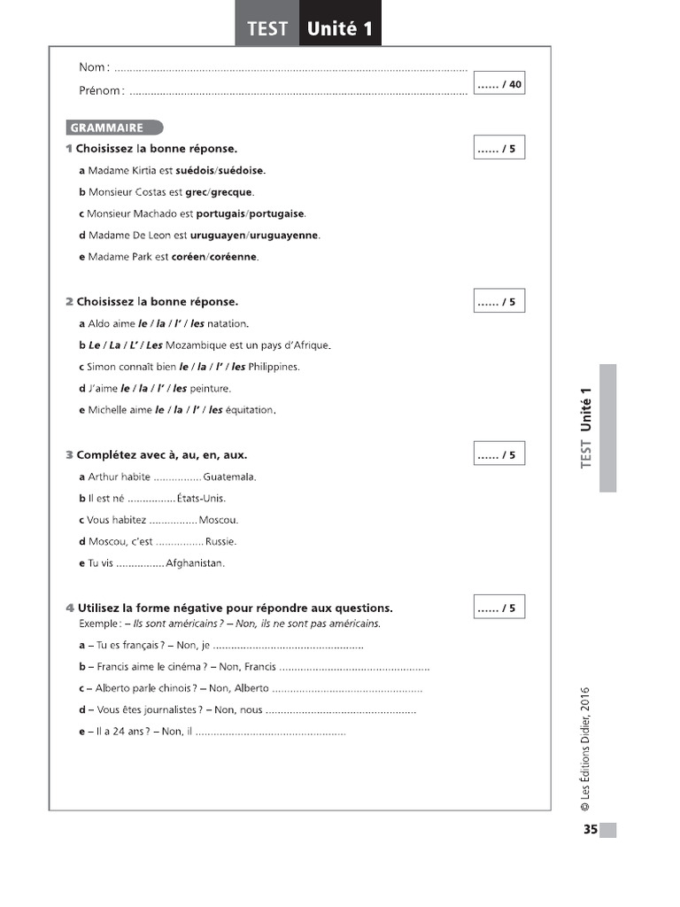 Unite 1 Revision | PDF