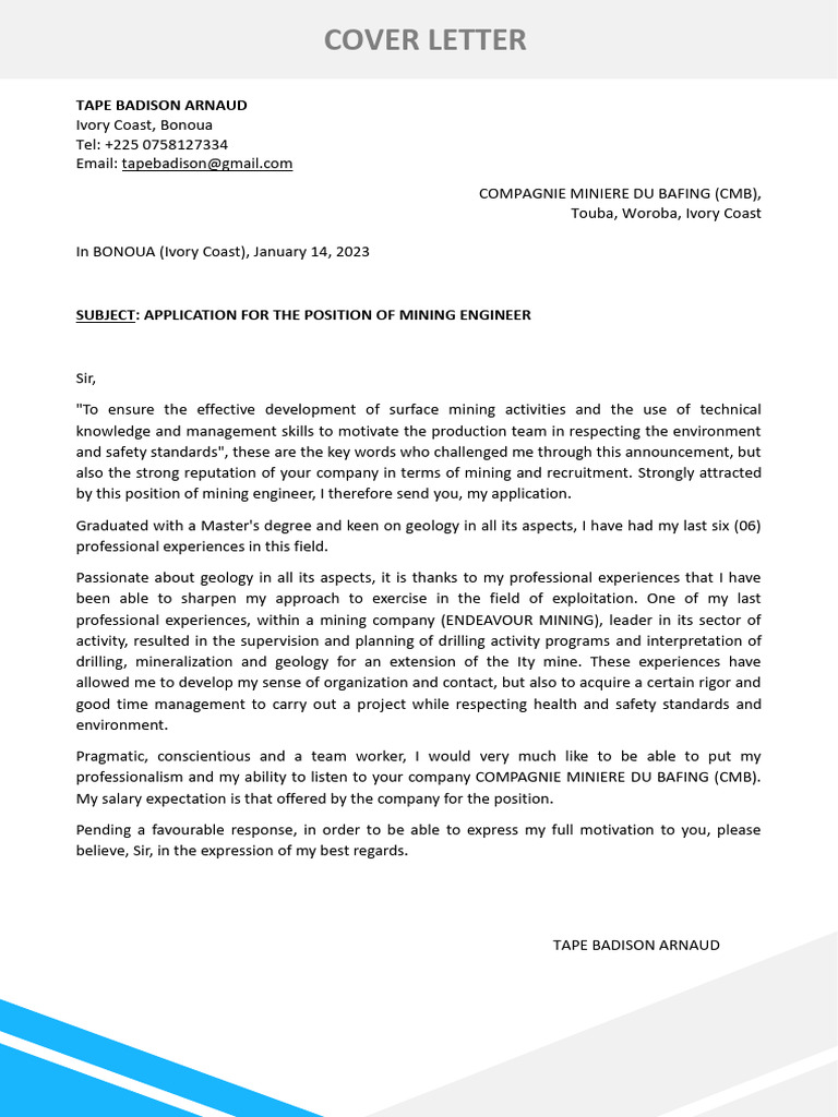 Cover Letter - Tape - CMB | PDF