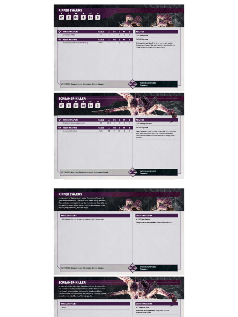 Leviathan Datacards - Tyranids | PDF