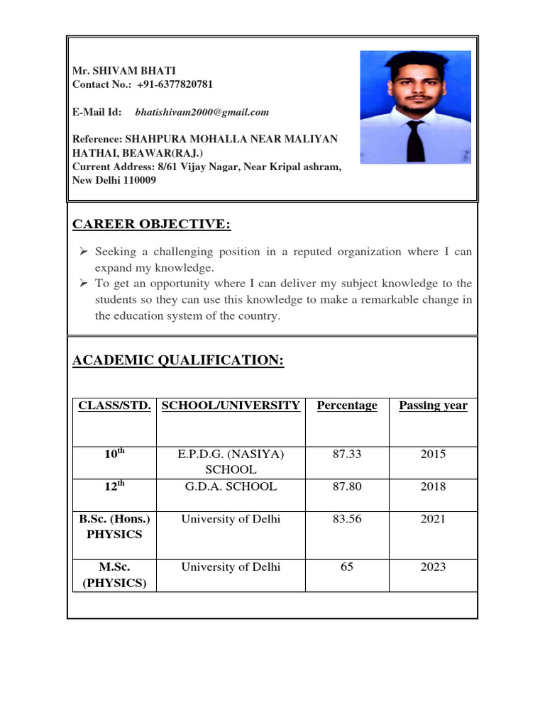 Mr. SHIVAM BHATI Resume (Final) | PDF