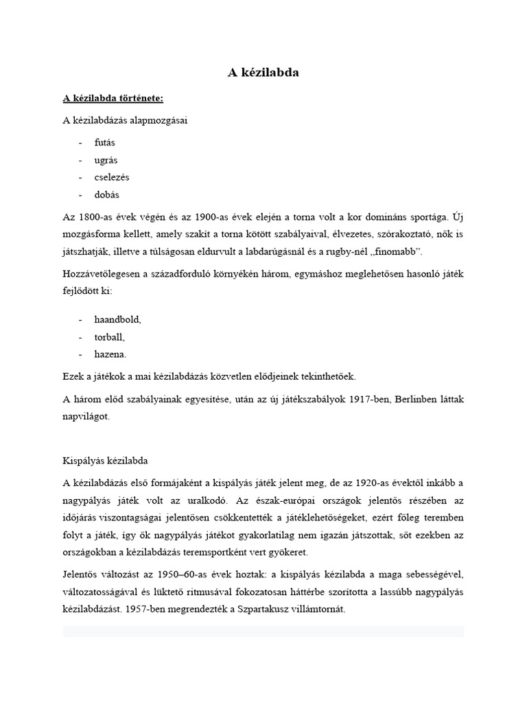 A Kézilabda | PDF