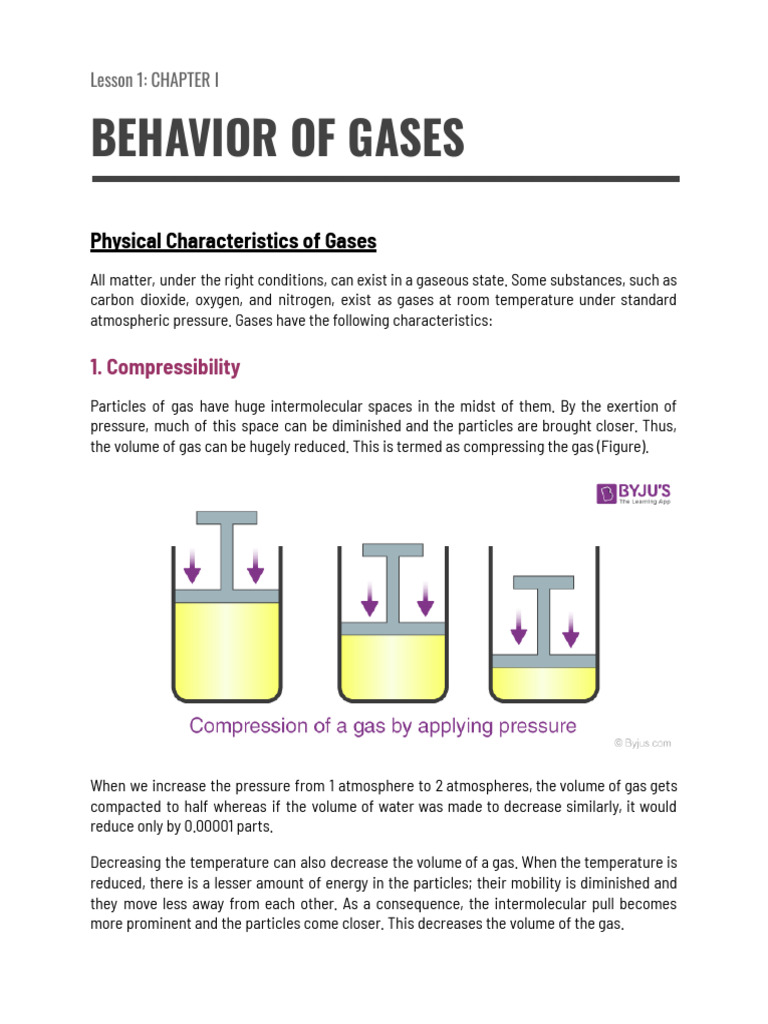 Lesson 1 - Behavior of Gases | PDF