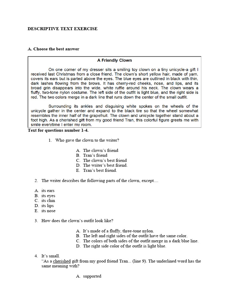 Descriptive Text Exercise | PDF
