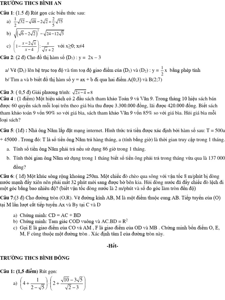 Tong Hop Cac de Thi Toan 9 Quan 8 2022 2023 - 2111202213 | PDF