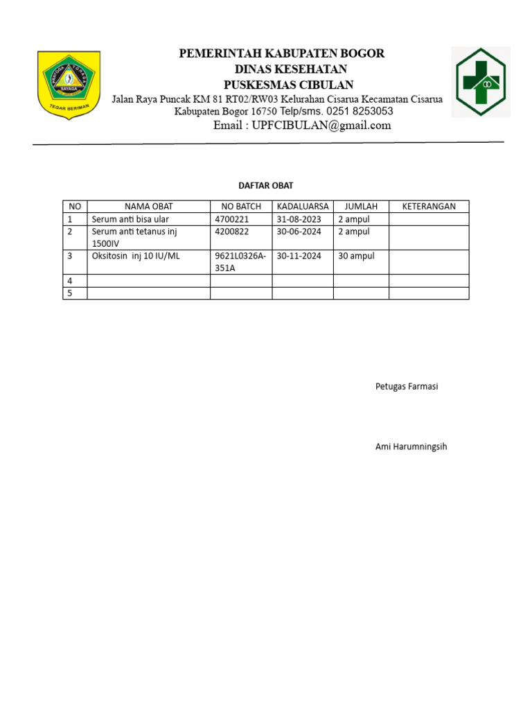 Daftar Obat Kulkas | PDF