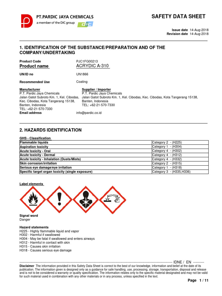 Acrydic A-310 TDS | PDF