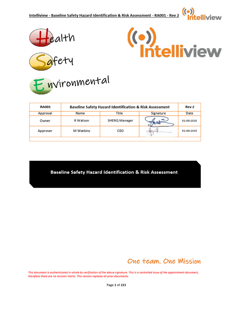 Intelliview - Baseline Safety Hazard Identification & Risk Assessment ...