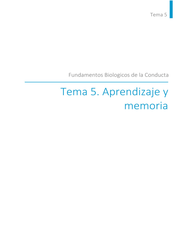 Aprendizaje y Memoria: Fundamentos Biológicos | PDF