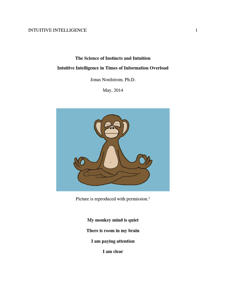 Intuitive Intelligence by Jonas Nordstrom | PDF