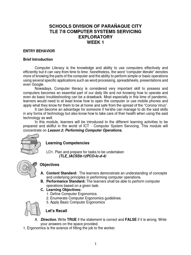 TLE_Grade7_8__Module5_Quarter1_Week2 | PDF | Human Factors And Ergonomics | Computer Keyboard