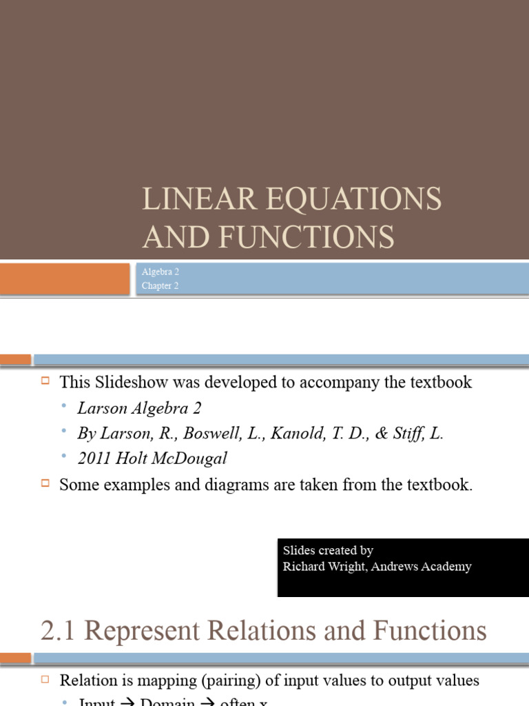 02 Linear Equations and Functions | PDF