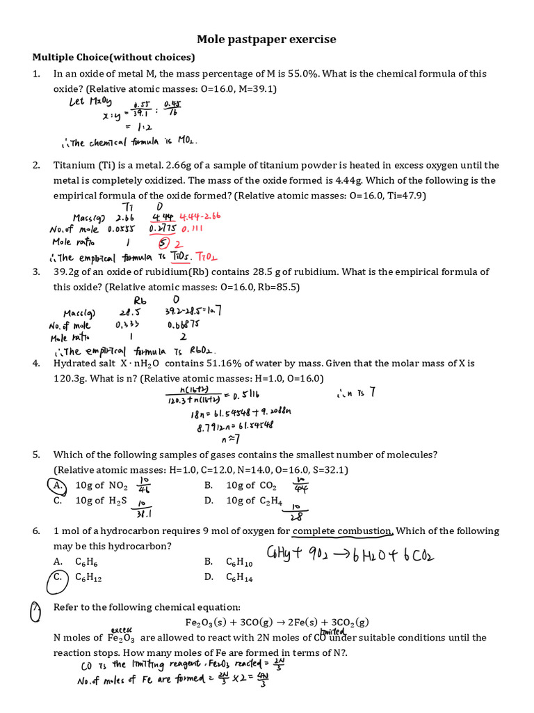 Mole Pastpaper Exercise | PDF