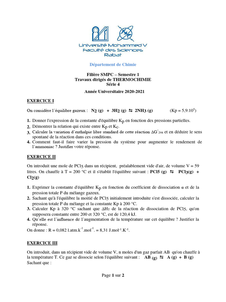 TD Thermo-Série 4 | PDF