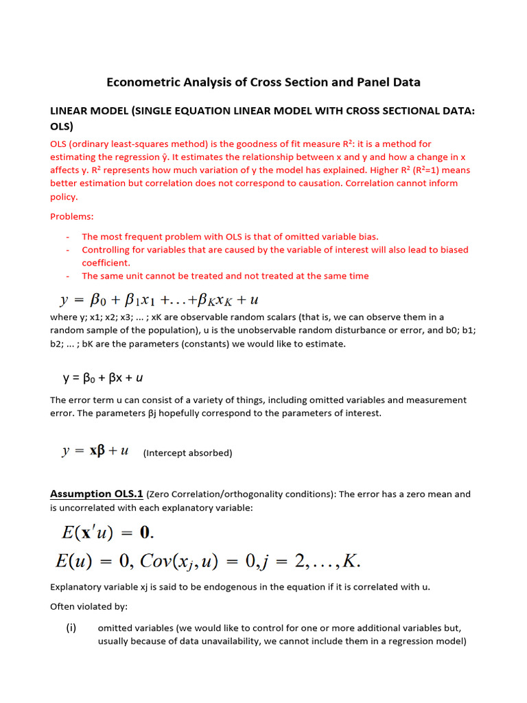 ECONOMETRICS Summary 21:22 | PDF