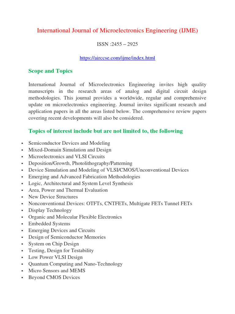 Microelectronics Engineering Journal | PDF | Technology & Engineering