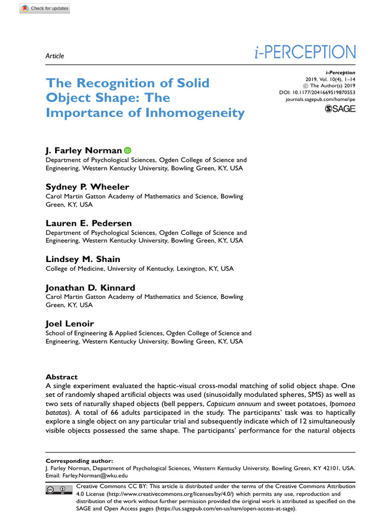 The Recognition of Solid | PDF | Perception | Geometry