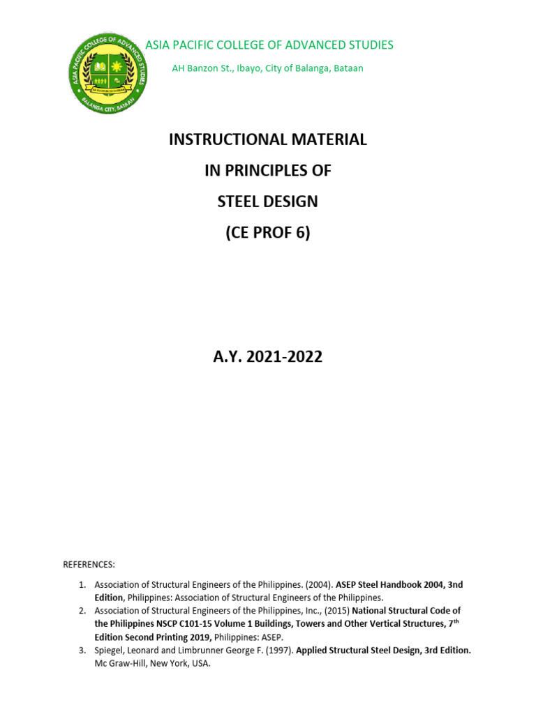 Principles of Steel Design Overview | PDF | Deformation (Engineering ...