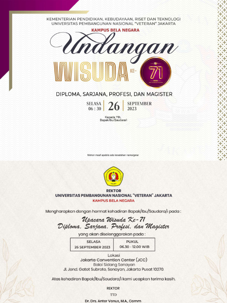 Undangan Wisuda 71 | PDF