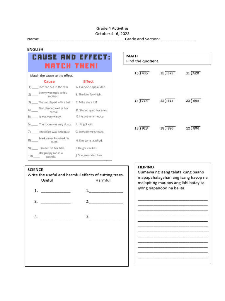 Grade 4 Activities | PDF