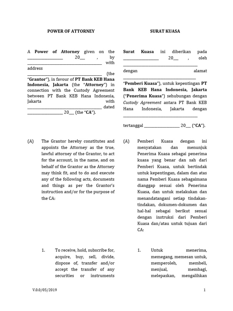 Power Of Attorney Custody Pdf