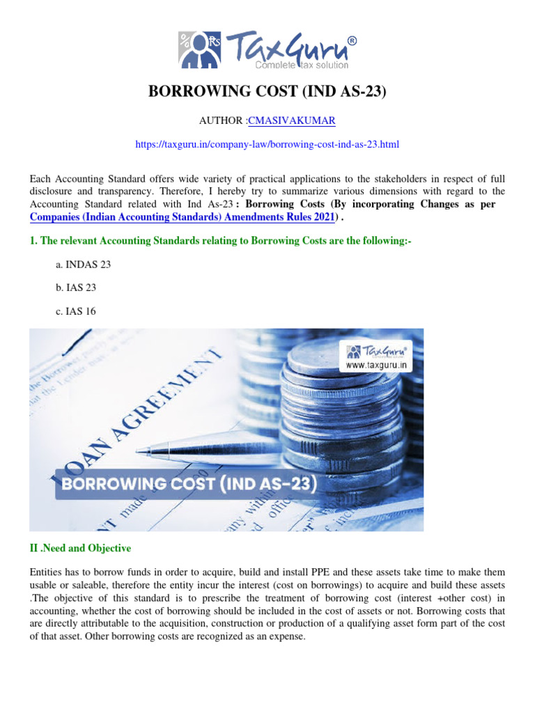 Understanding IND AS 23: Borrowing Costs | PDF | Cost | Expense