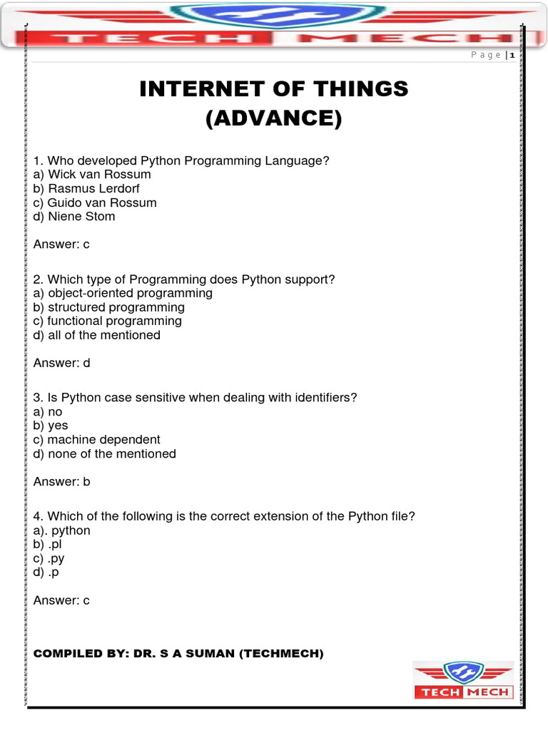MCQ Iot Advance | PDF | Cloud Computing | Python (Programming Language)