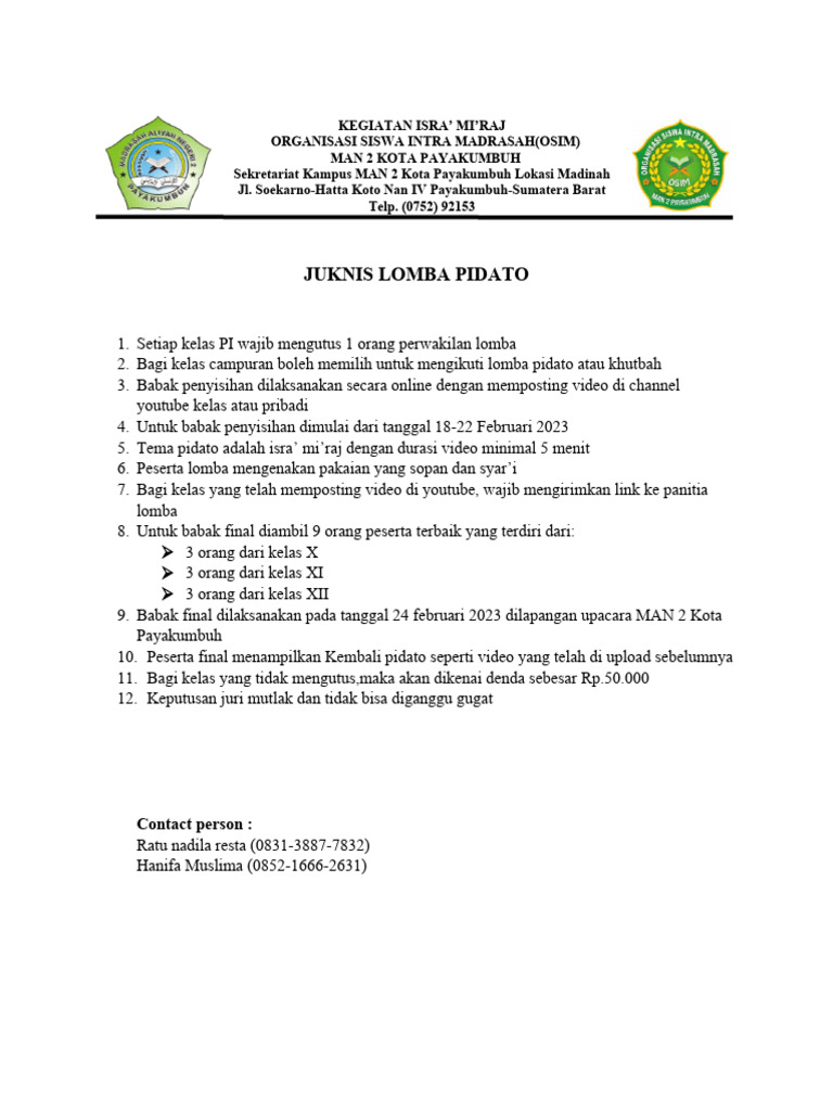 JUKNIS LOMBA PIDATO | PDF