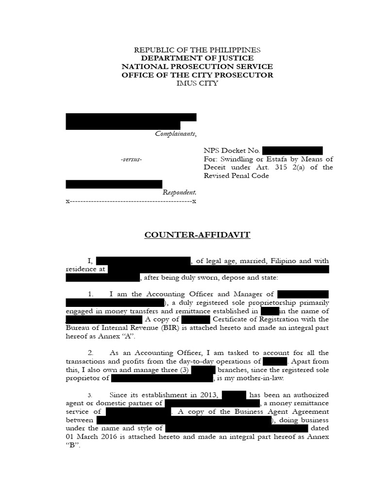 Counter Affidavit Redacted | PDF | Law