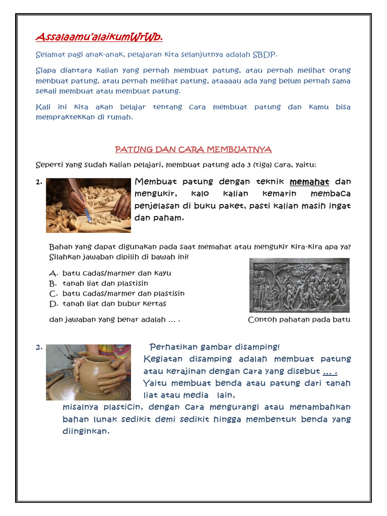 Materi SBDP Kls 6 Patung | PDF