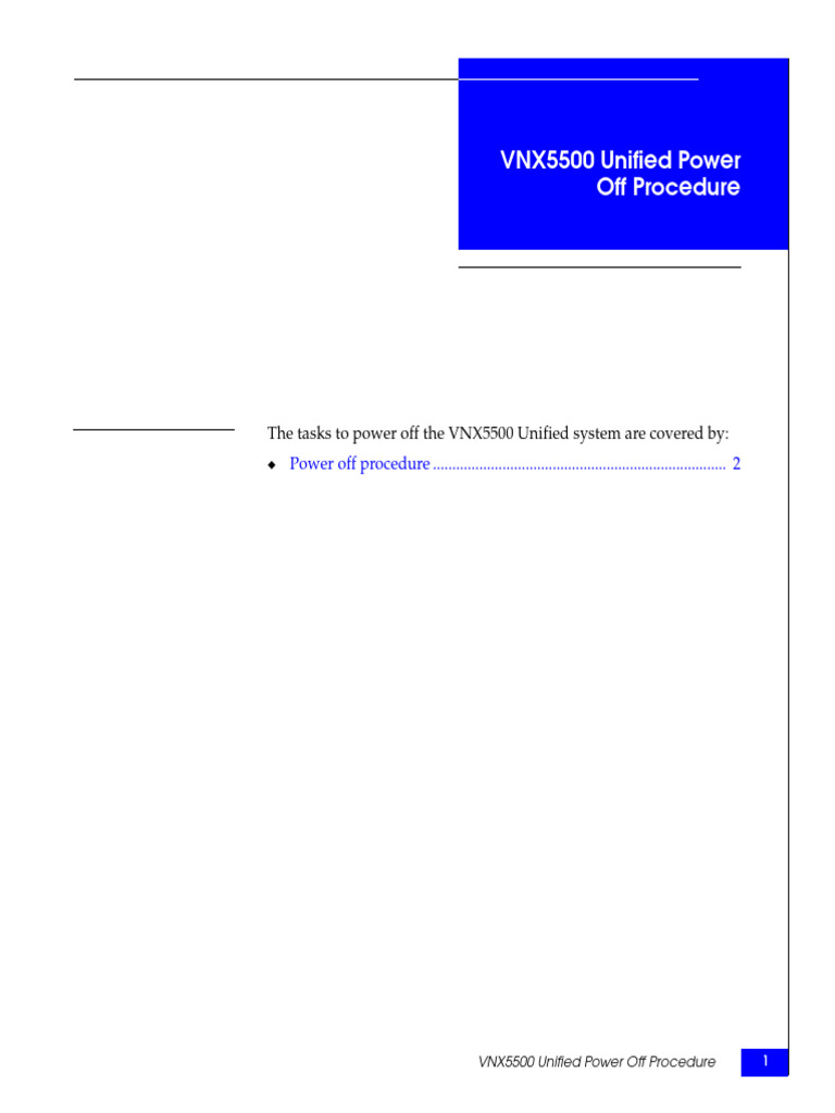 VNX5500 Unified Power Off | PDF