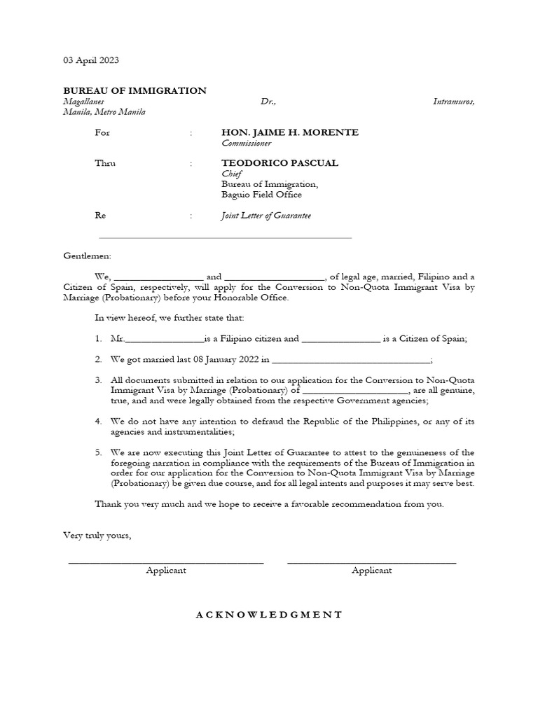 Letter of Guarantee | PDF