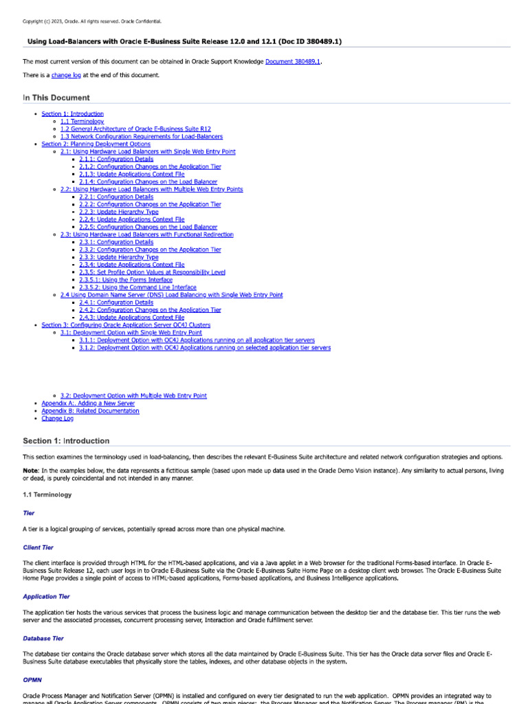Oracle 12.1 Load Balancing Hardware | PDF