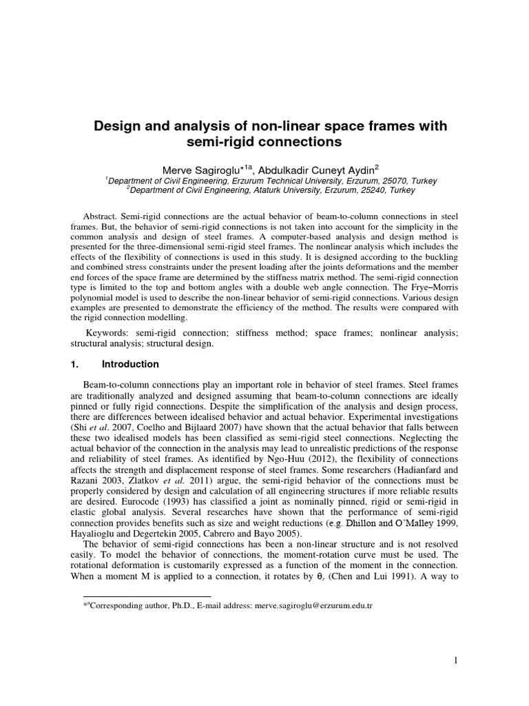 Design and Analysis of Non-Linear Space Frames With Semi-Rigid Connections | PDF | Bending ...