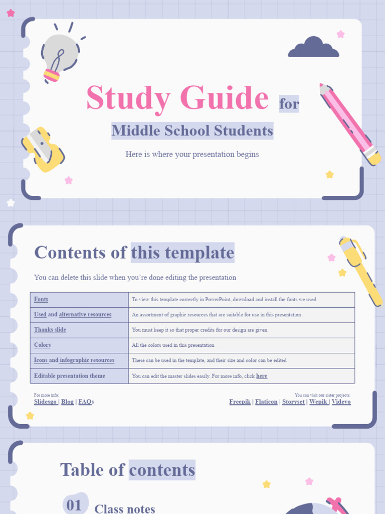 Study Guide For Middle School Students - by Slidesgo | PDF