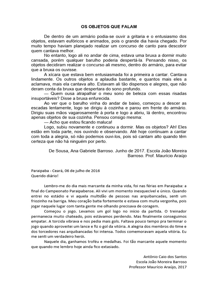 Texto Os Objetos Que Falam | PDF