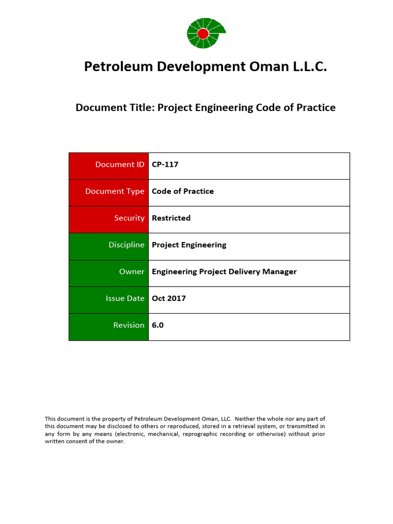 CP-117 Rev.6.0 Project Engineering - CoP | PDF