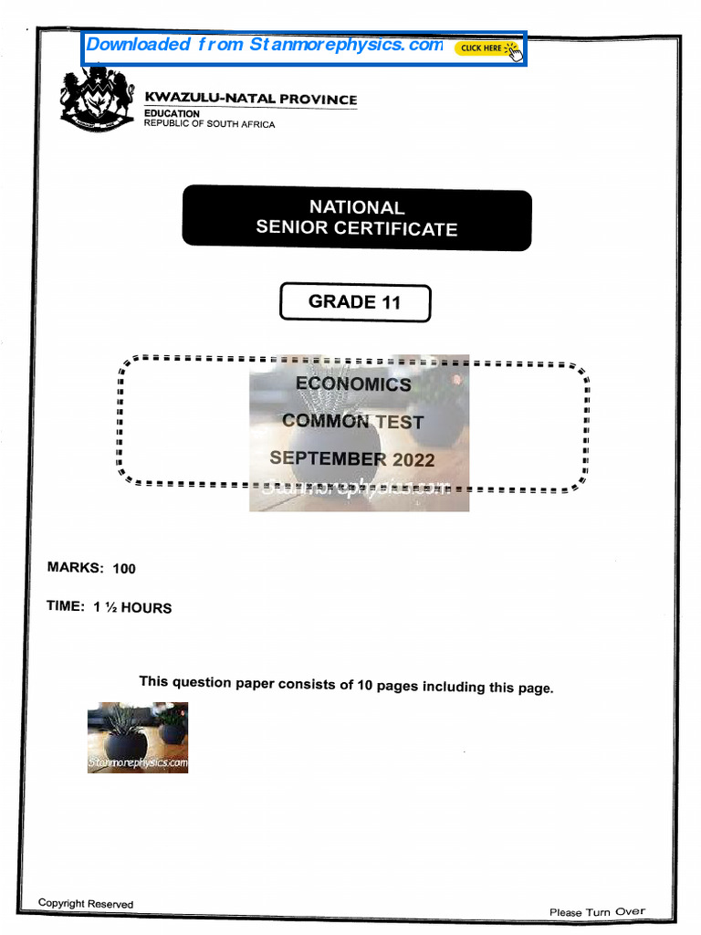 Economics Grade 11 SEPT 2022 QP and Memo | PDF