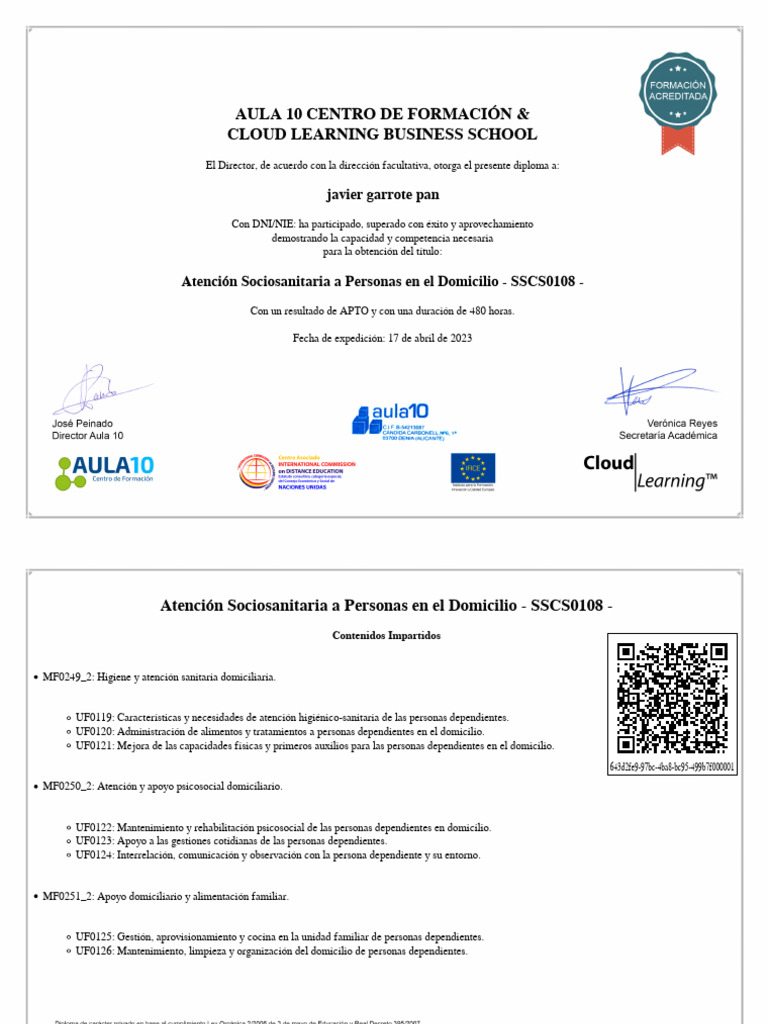 Atención Sociosanitaria A Personas en El Domicilio SSCS0108 - Diploma ...