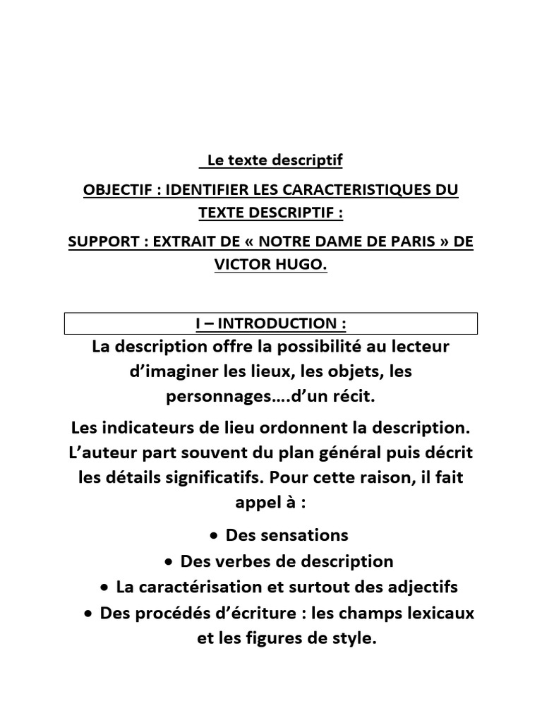 Caractéristiques du texte descriptif | PDF