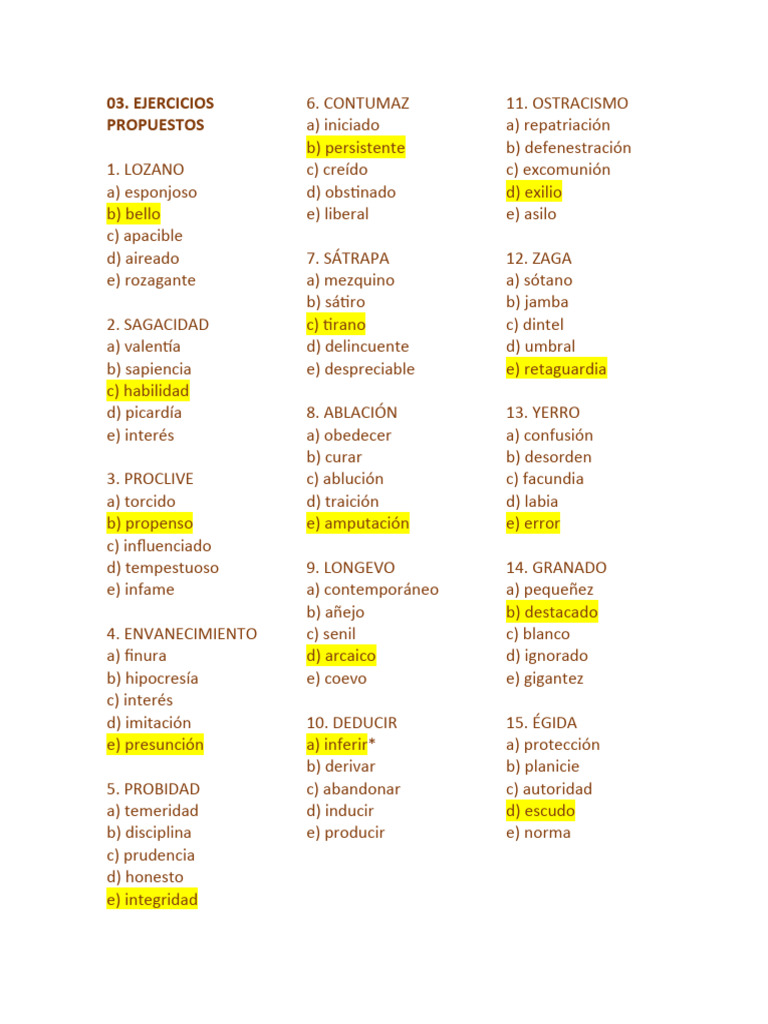 Practica de Sinonimos | PDF