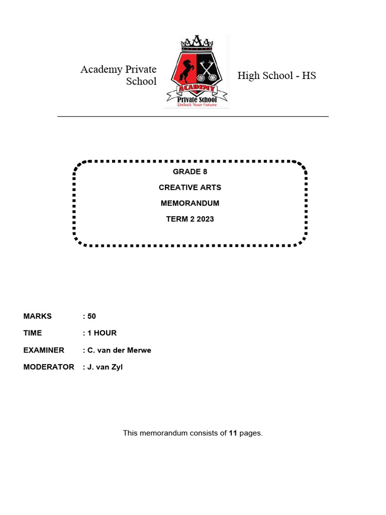 Gr 8 VA MEMO - Term 2 - 2023 | PDF