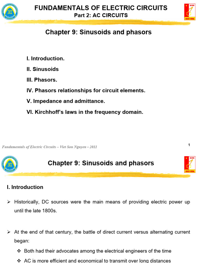 EE3726 - Chapter 09 - Sinusoids and Phasors | PDF