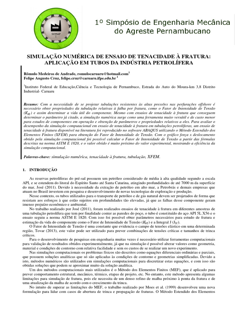Simulação Numérica de Ensaio de Tenacidade À Fratura | PDF