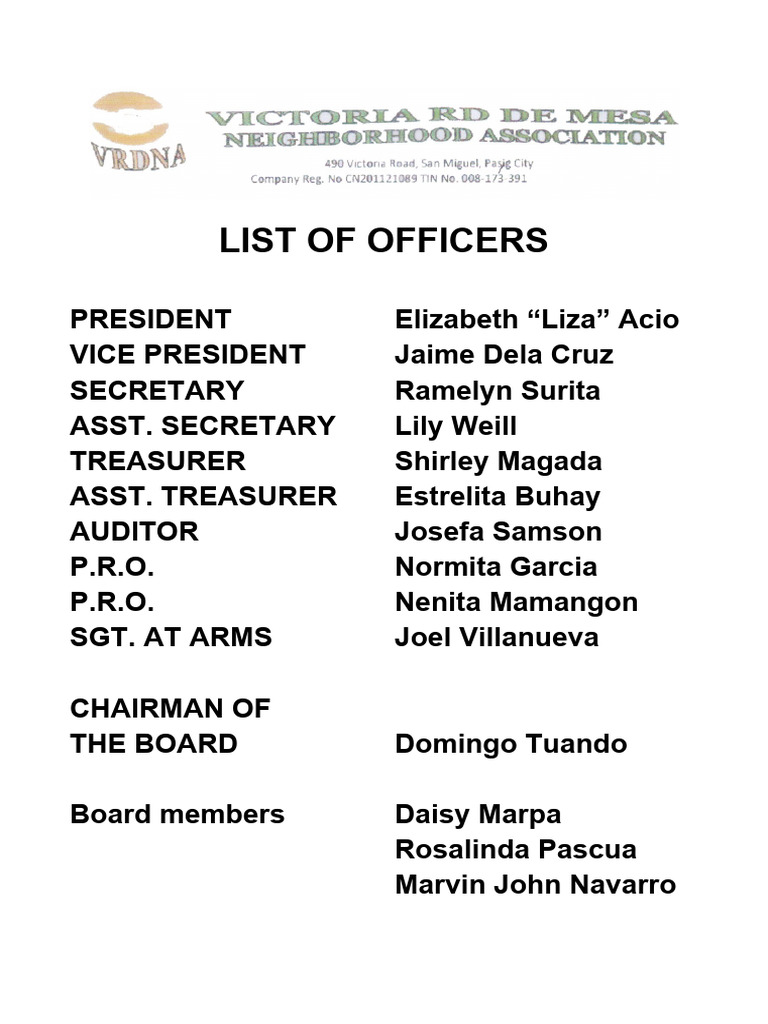 HOA OFFICERS | PDF