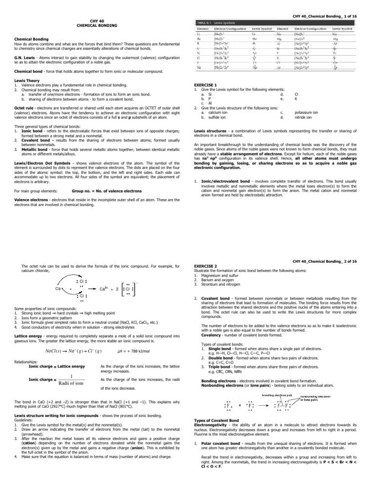 Understanding Chemical Bonding Concepts | PDF