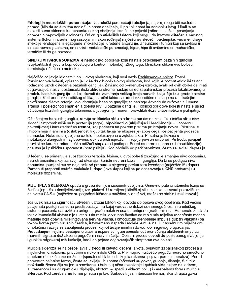 Specijalna Neurologija-1 | PDF