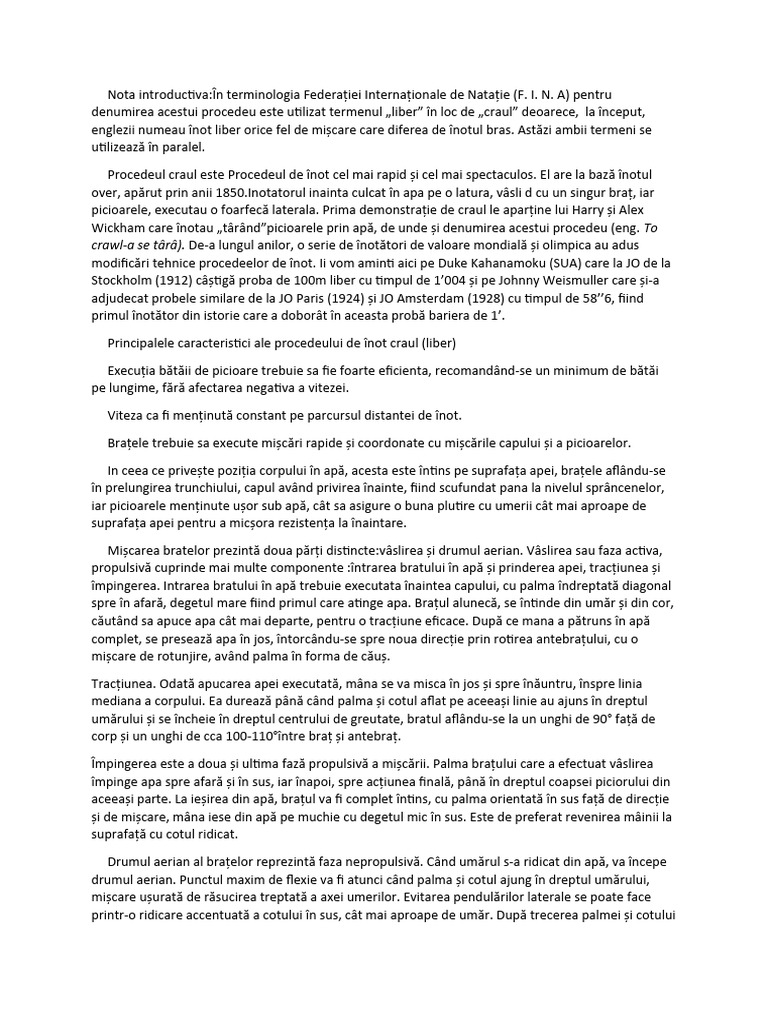 Referat Înot | PDF