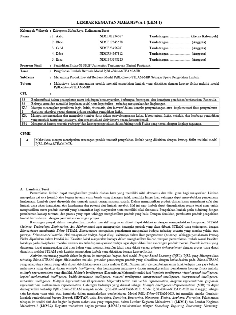 Contoh Jawaban LKM-1 & LKM-2 Pengelolaan Limbah | PDF | Seni