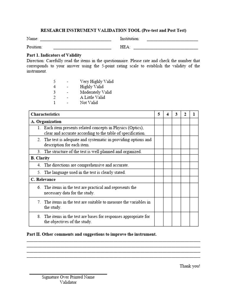 Pretest Post-Test Validation Tool | PDF | Business